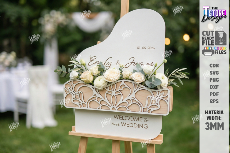 3D Floral Wedding Welcome Sign Laser Cut | Wedding (6551322)