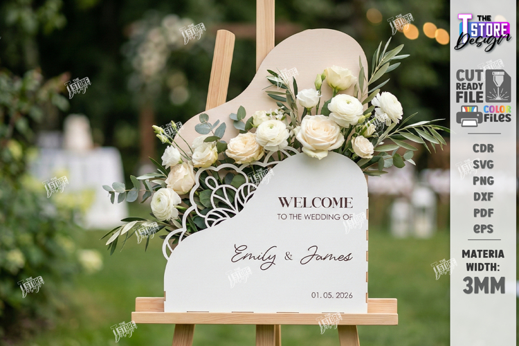 3D Floral Wedding Welcome Sign Laser Cut | Wedding (6551325)