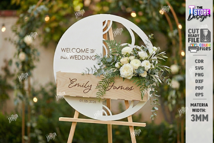 3D Floral Wedding Welcome Sign Laser Cut | Wedding (6551326)