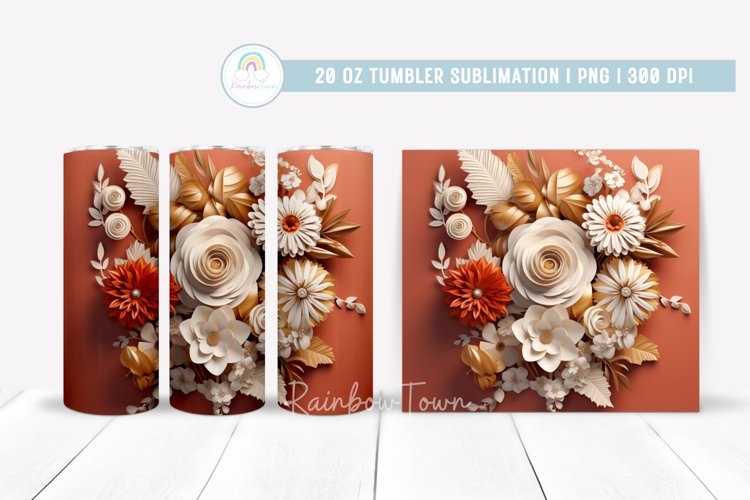 3D Bronze Flowers Tumbler Sublimation (2598747)