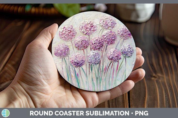 3D Flowers Allium Round Coaster Sublimation Coaster Designs