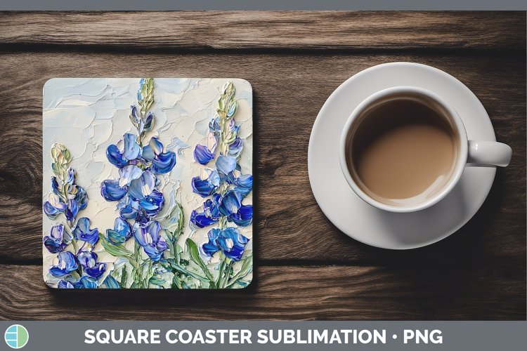 3D Flowers Bluebonnet Square Coaster Sublimation Coaster Des