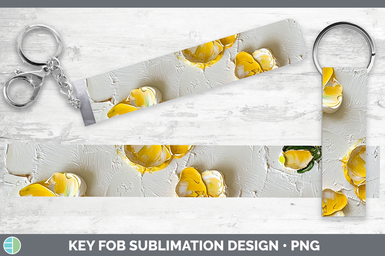 3D Flowers Buttercup Key Fob Sublimation Wristlet Designs