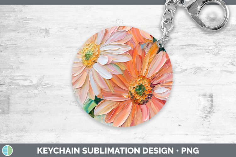 3D Flowers Gerbera Daisy Keychain Sublimation Keyring Design