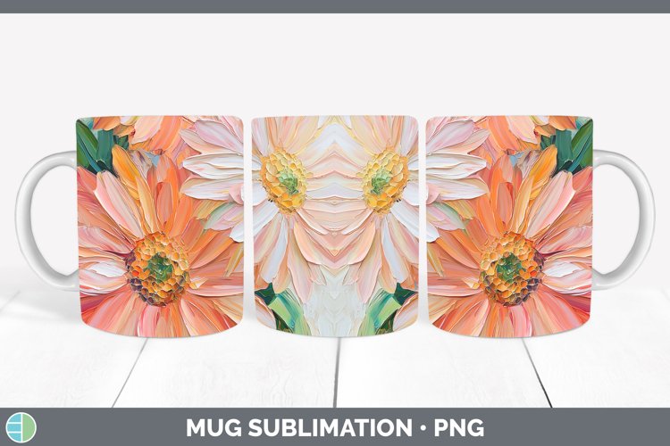 3D Flowers Gerbera Daisy Mug Wrap Sublimation Coffee Cup Des