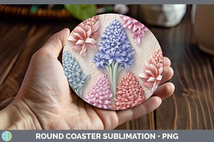 3D Flowers Hyacinth Round Coaster Sublimation Coaster Design
