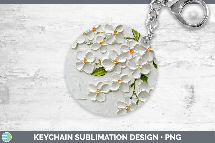 3D Flowers Jasmine Keychain Sublimation Keyring Designs