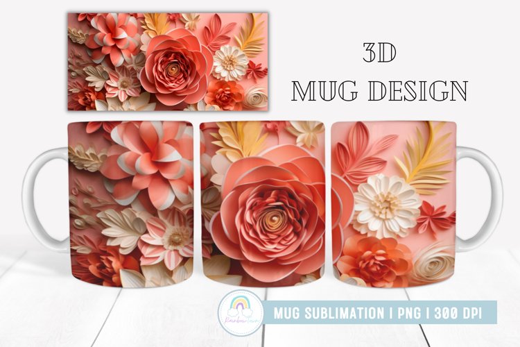 Flowers 3D Mug Wrap Sublimation