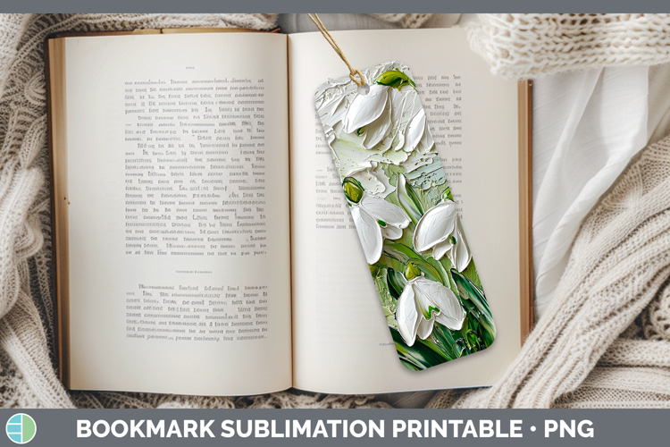 3D Flowers Snowdrop Bookmark Sublimation Printable Designs