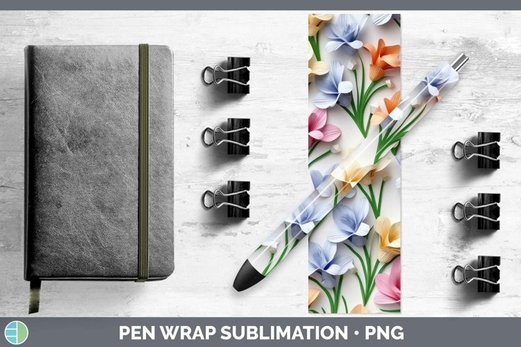 3D Freesia Pen Wrap | Sublimation Epoxy Pen Designs