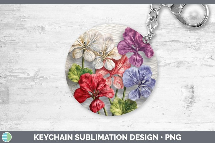 3D Geranium Keychain | Sublimation Keyring Designs