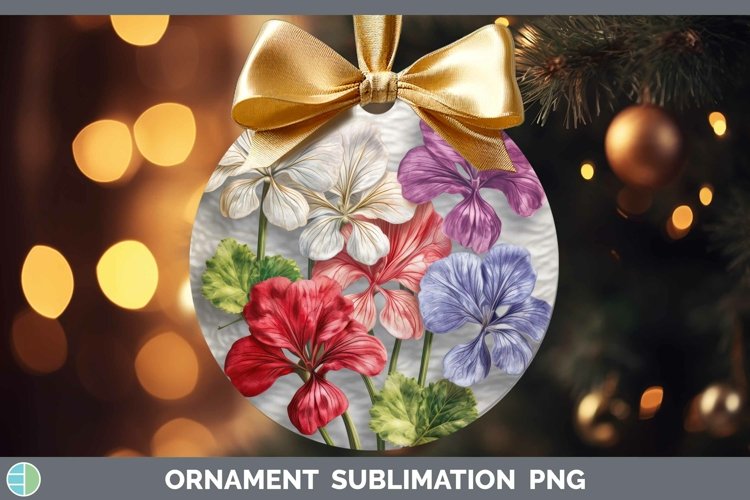 3D Geranium Ornament Sublimation Bauble Designs