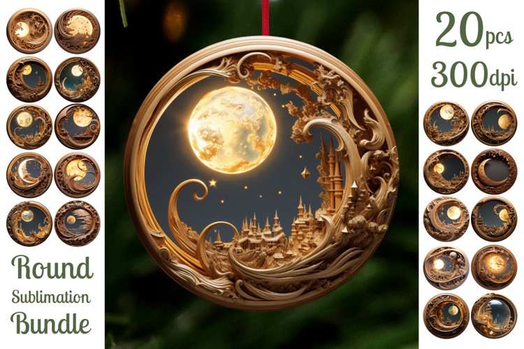3D Glowing Christmas Ornaments Sublimation / PNG Bundle