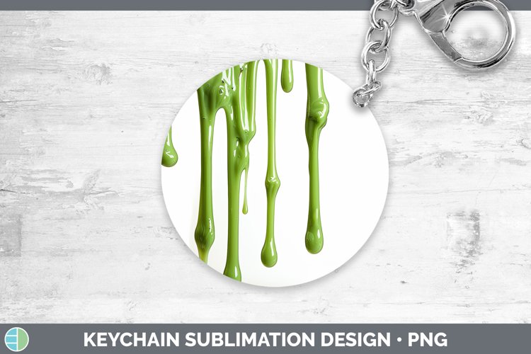 3D Green Slime Keychain Sublimation Keyring Designs