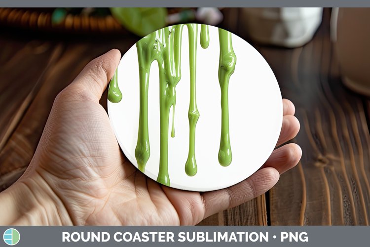 3D Green Slime Round Coaster Sublimation Coaster Designs