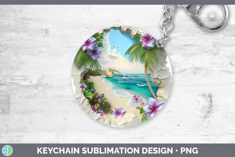 3D Hole in the Wall Beach Keychain | Sublimation Keyring Des