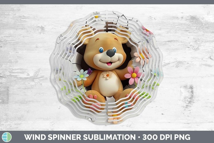 3D Hole in the Wall Bear Wind Spinner Sublimation Spinner De