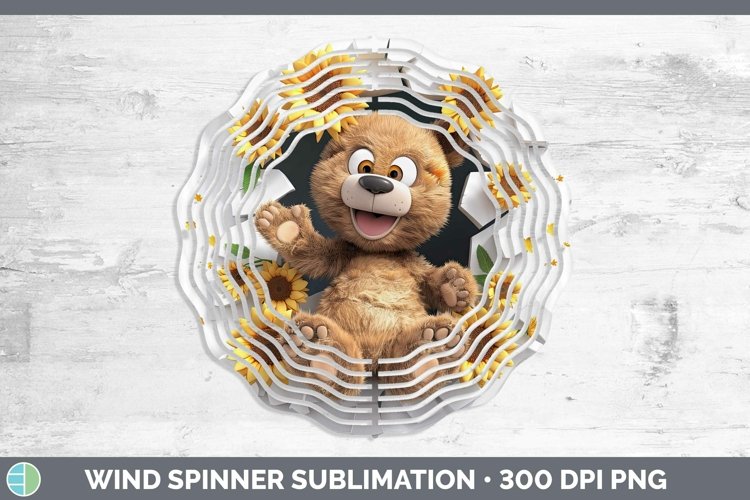 3D Hole in the Wall Bear Wind Spinner Sublimation Spinner De
