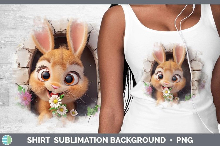 3D Hole in the Wall Bunny Shirt Sublimation Sublimation Back