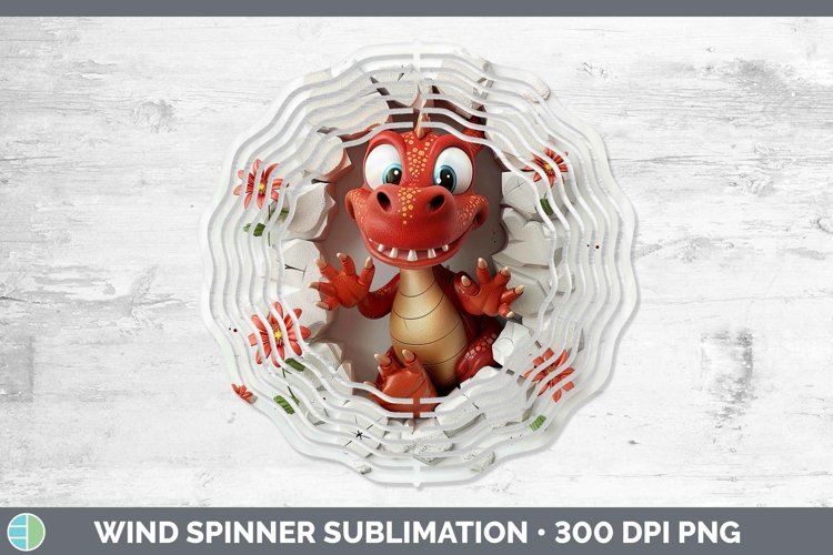 3D Hole in the Wall Dragon Wind Spinner Sublimation Spinner