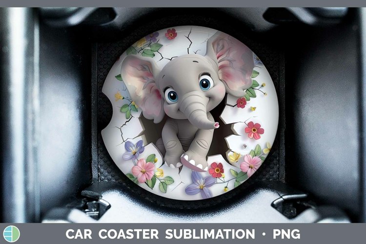 3D Hole in the Wall Elephant Car Coaster Sublimation Coaster