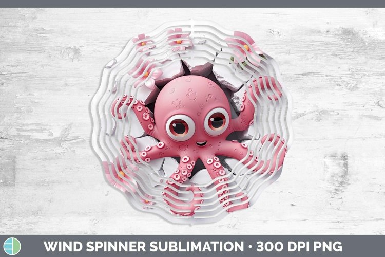3D Hole in the Wall Octopus Wind Spinner Sublimation Spinner