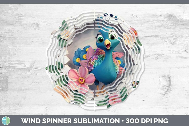 3D Hole in the Wall Peacock Wind Spinner Sublimation Spinner