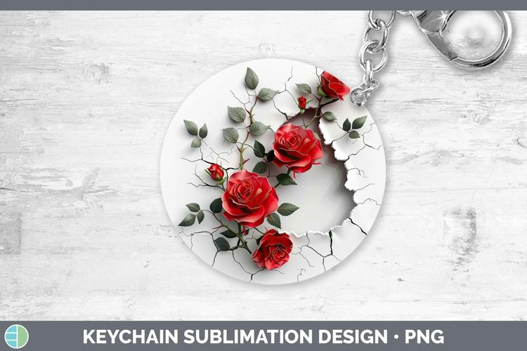 3D Hole in the Wall Rose Keychain | Sublimation Keyring Desi