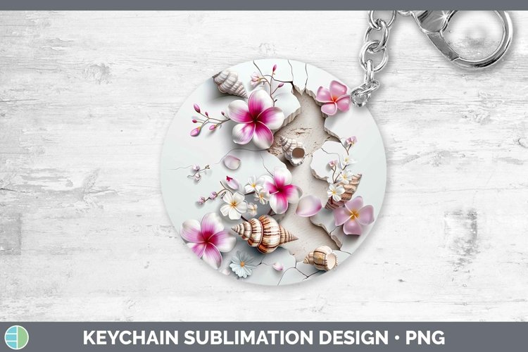 3D Hole in the Wall Seashell Keychain | Sublimation Keyring