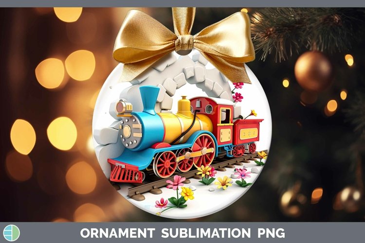 3D Hole in the Wall Train Ornament Sublimation Bauble Design