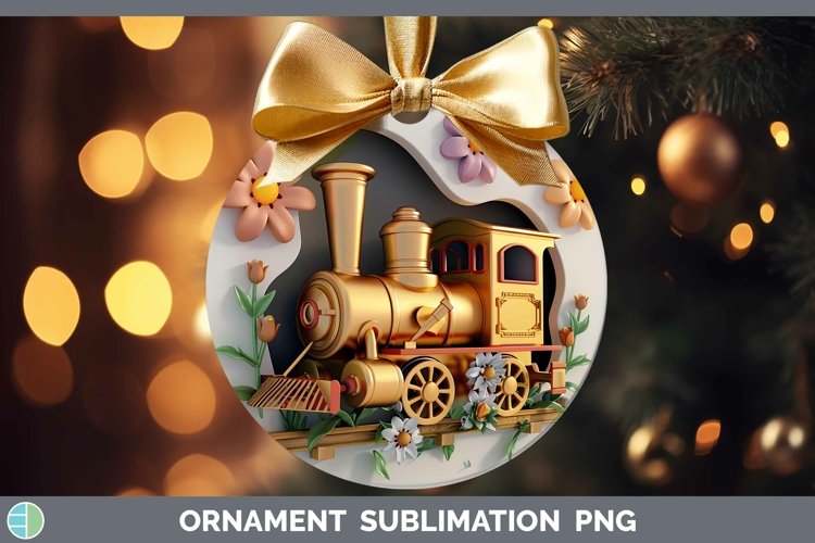 3D Hole in the Wall Train Ornament Sublimation Bauble Design