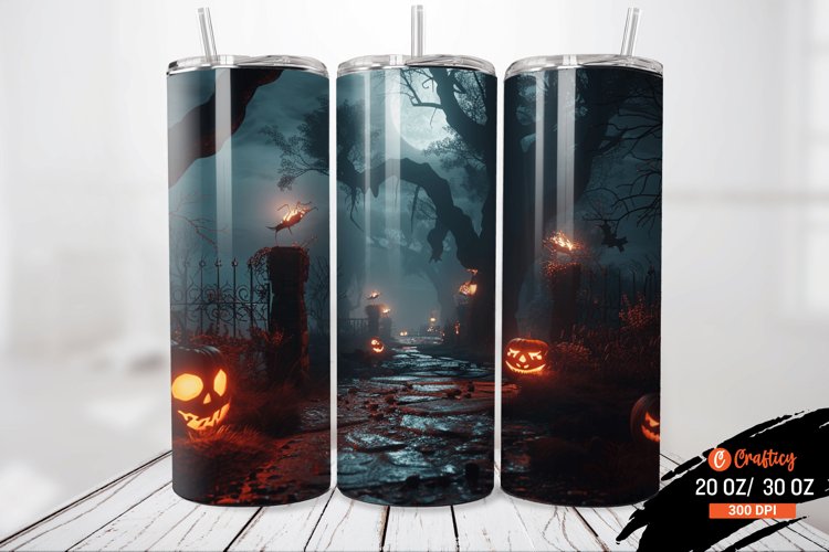 3D Horror scary Halloween Tumbler Wrap