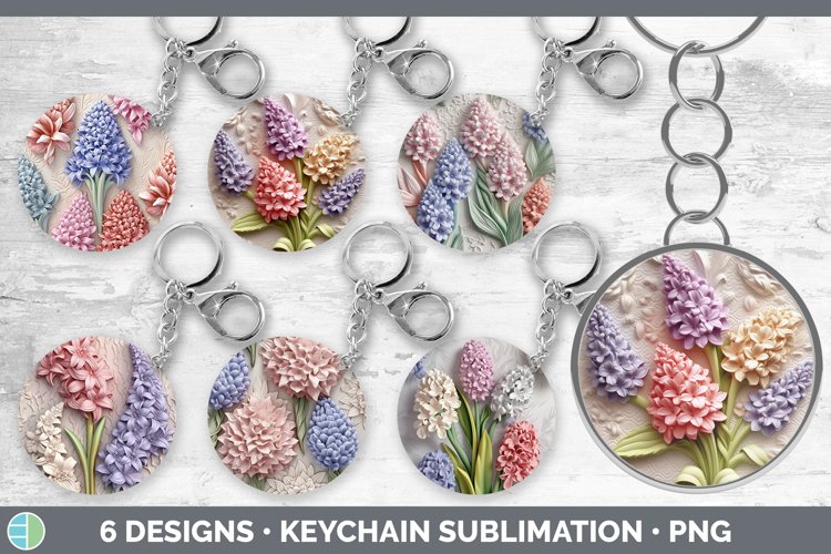 3D Hyacinth Flowers Keychain | Sublimation Keyring Designs B
