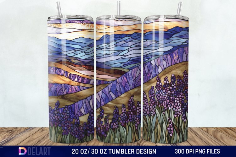 3D Lavender Fields Stained Glass Tumbler Wrap