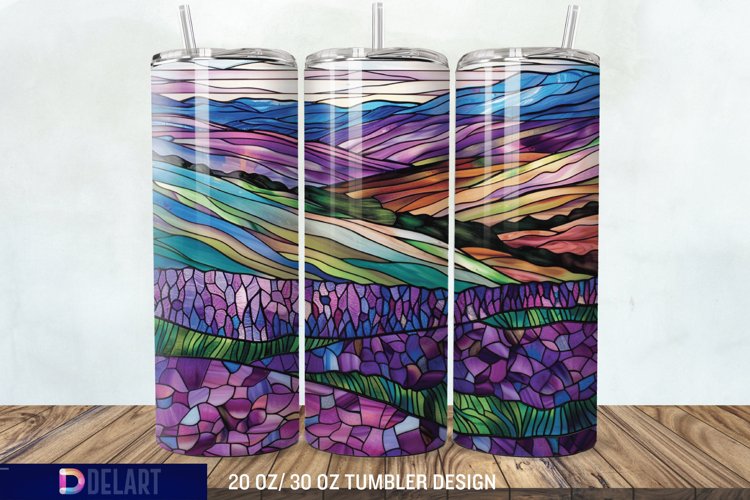 3D Lavender Fields Stained Glass Tumbler Wrap