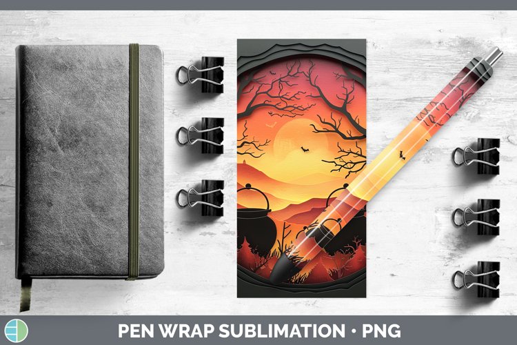 3D Layered Halloween Cauldron Pen Wrap Sublimation Epoxy Pen