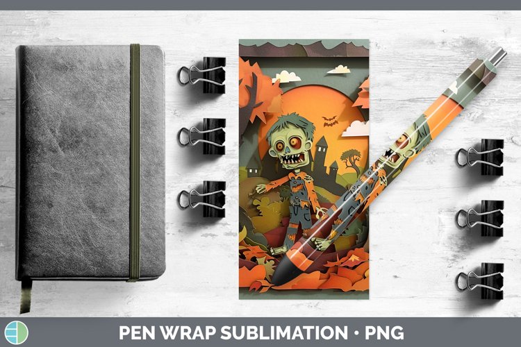 3D Layered Halloween Zombie Pen Wrap Sublimation Epoxy Pen D