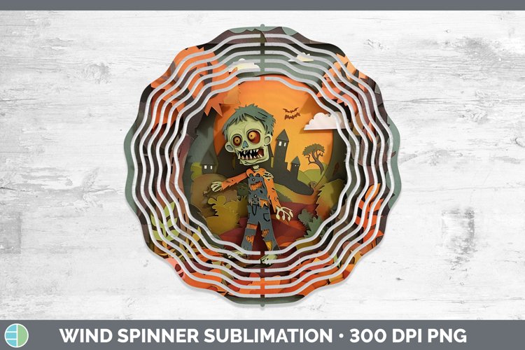 3D Layered Halloween Zombie Wind Spinner Sublimation Spinner