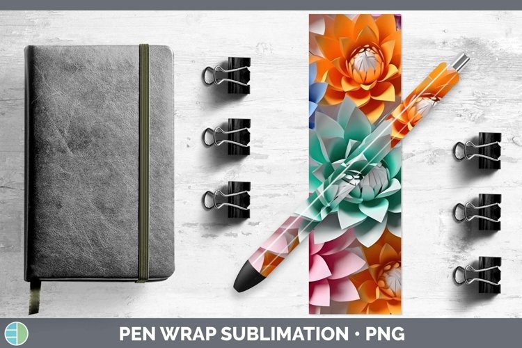 3D Lotus Pen Wrap | Sublimation Epoxy Pen Designs