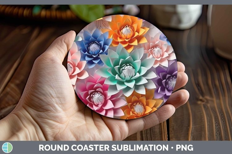 3D Lotus Round Coaster | Sublimation Coaster Designs