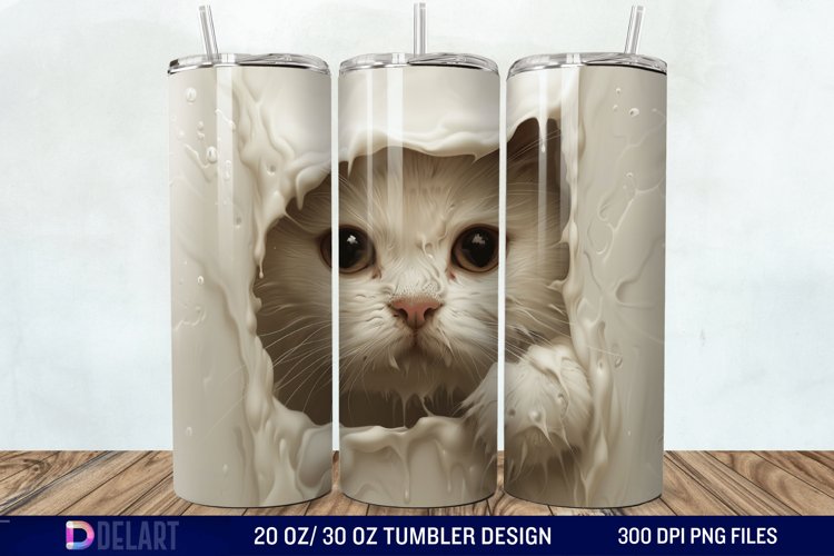 3D Melting Cat Tumbler wrap