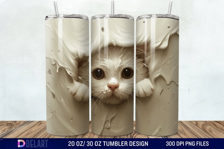 3D Melting Cat Tumbler wrap