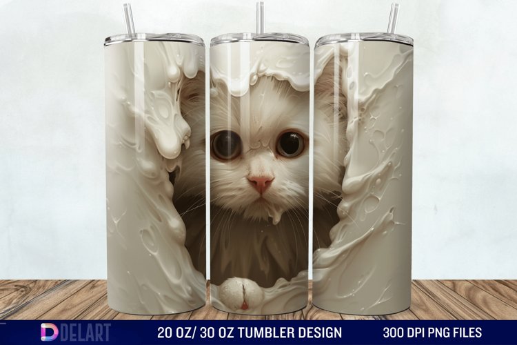 3D Melting Cat Tumbler wrap