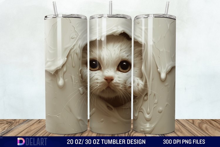 3D Melting Cat Tumbler wrap
