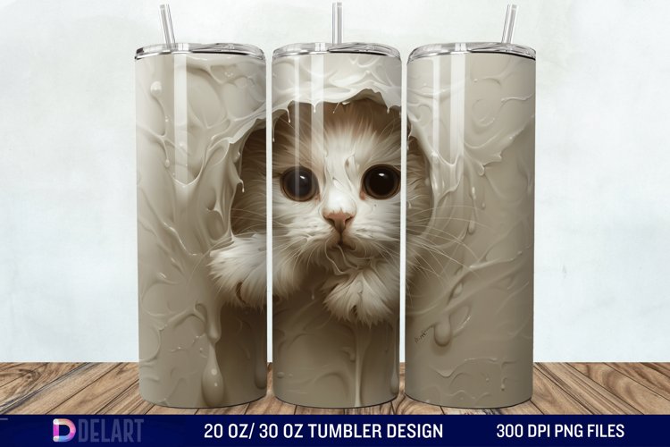 3D Melting Cat Tumbler wrap