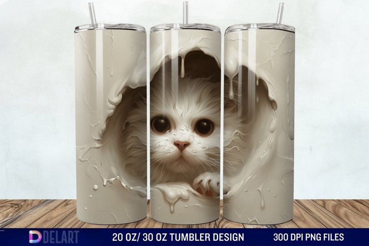 3D Melting Cat Tumbler wrap