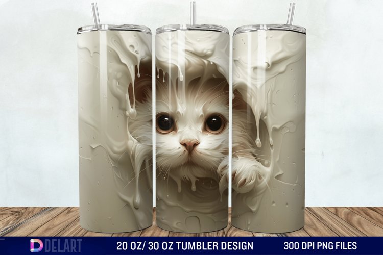 3D Melting Cat Tumbler wrap