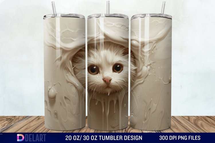 3D Melting Cat Tumbler wrap