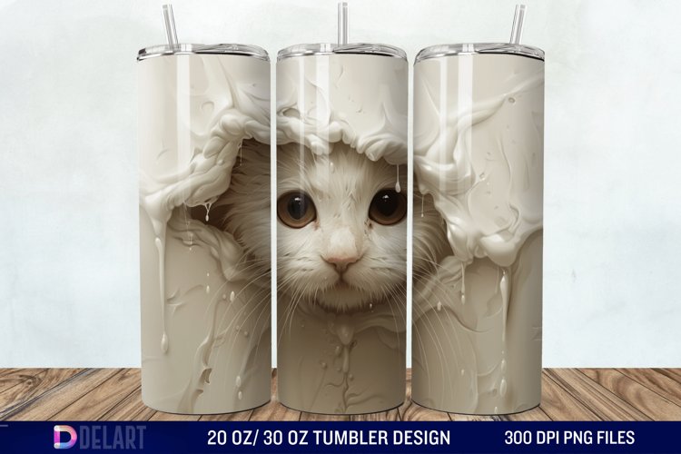 3D Melting Cat Tumbler wrap