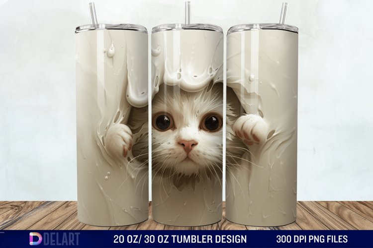3D Melting Cat Tumbler wrap